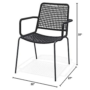 Amazonia Lancaster 4-Piece Chair Set Steel with a Rope Seat | Ideal for Outdoors