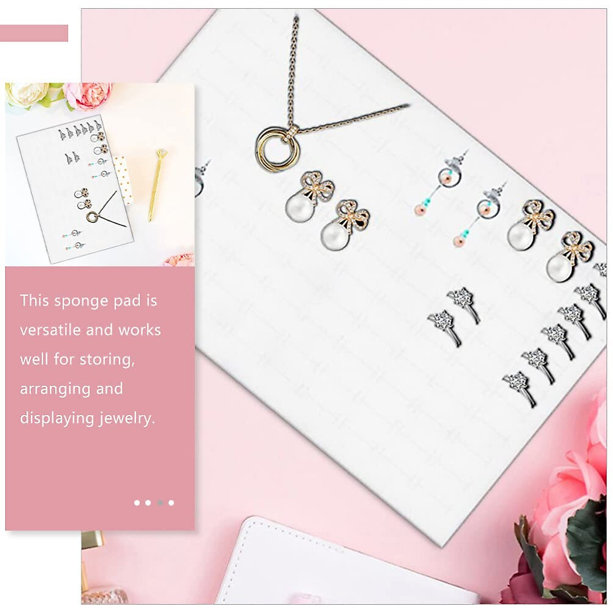Zerodeko 10pcs Jewelry Box Pad Sponge Tray Sponge Insert Trays Earring Display Pad Jewelry Display Pad Earrings A Necklace Trinket Tray Ring Display Sponge Mat Ear Stud Holder