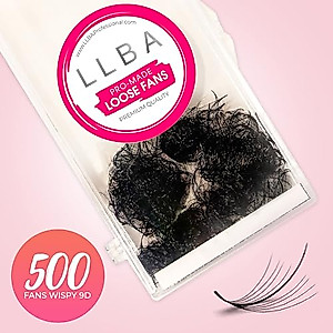 LLBA Promade Wispy Lash Extensions 9D 0.05, 100% Handmade Eyelashes Volume Fans, C Cc D Curls, 9-17 Mm Length, Long-Lasting, Easy Application (C 12 mm)