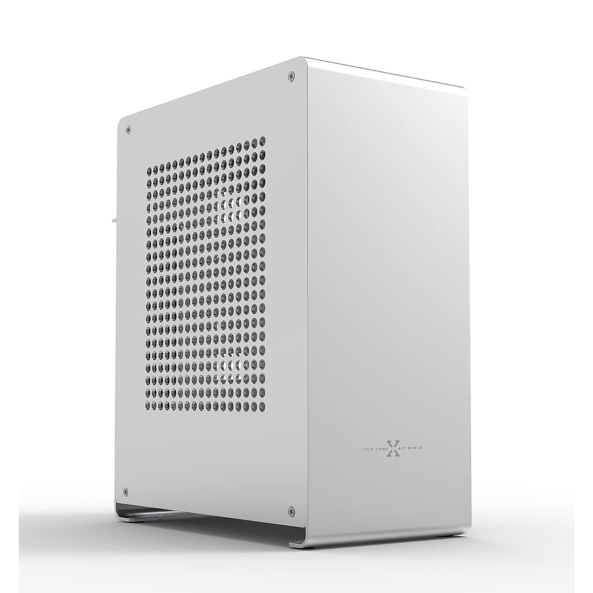 ZZEW A1P Mini-ITX Case, Micro ITX PC Case, Mini Computer Case in Silver Color, Full Aluminum Small Gaming Case with 3.0 Dual Reverse PCI Riser Cable