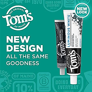 Tom's of Maine Luminous White Toothpaste With Charcoal, Wintergreen, 4 oz. (Packaging May Vary)