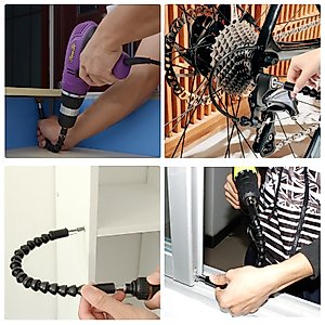 Super Bit, Superbit Flexible Drill Bit Extension, 11.6 inch Bendable Drill Bit Extension, Flexible Shaft Extension Bits (4)
