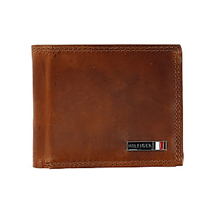 Tommy Hilfiger Men's Leather Edisto RFID Slim Bifold Wallet, Tan