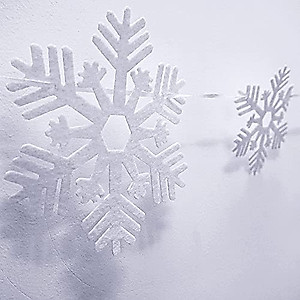 FAZHBARY 2 Pack White Felt Snowflake Garland Banner Winter Garland Snow Banner Christmas Winter Themed Party Decorations Supplies