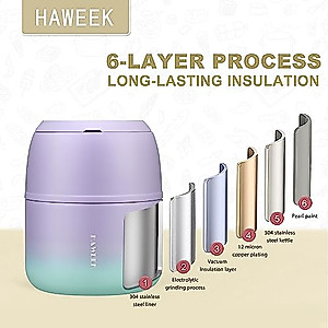 HAWEEK 12 Ounce Thermo For Hot Food Vacuum Soup Thermo Insulted Food Jar, Kids Thermo Lunch Container for School, Travel, Stainless Steel