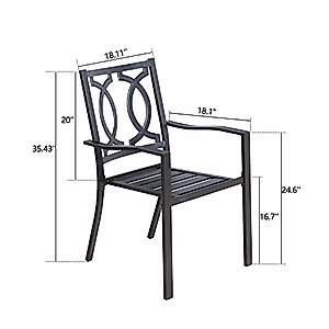 Ulax Furniture Outdoor Patio Dining Chairs with Arms Steel Slat Seat Stacking Garden Chair (Set of 2) (New Vision Set of Two)