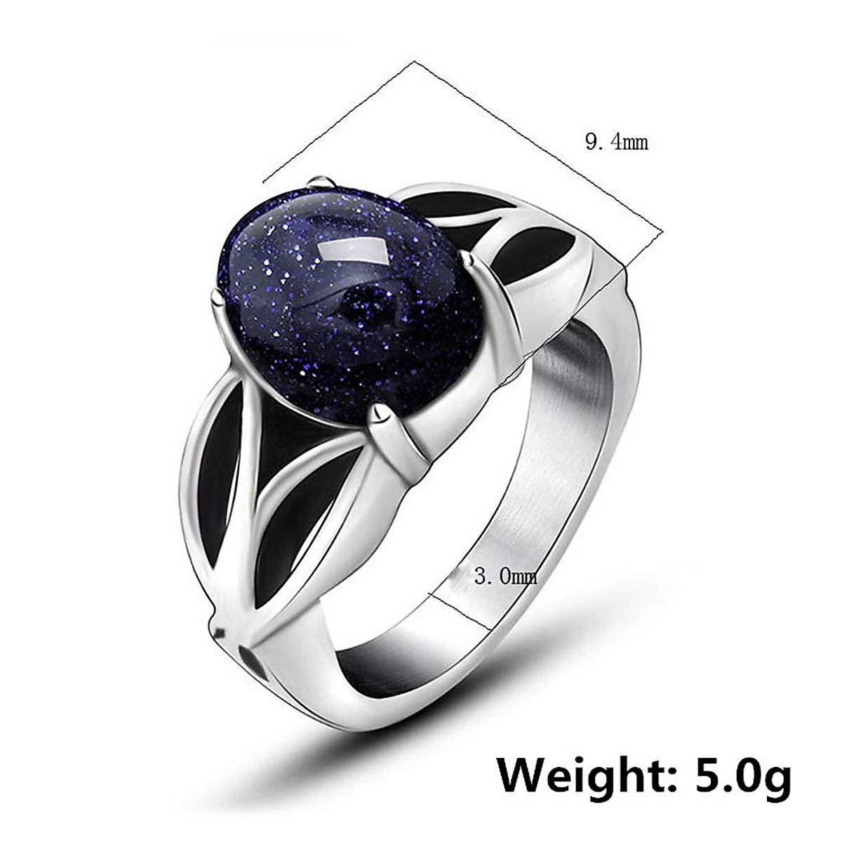 PAMTIER Unisex Stainless Steel Silver Plated Cool Dragon Claw Oval CZ Gem Stone Couples Ring Vintage Gothic Biker Wedding Band Blue Size 5