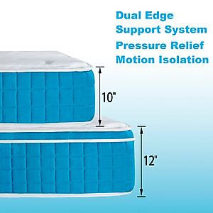 Planet Sleepings 12 Inch Queen Hybrid Mattress Bed in a Box,Medium Firm Gel Memory Foam Mattress with Individually Wrapped Pocket Coils Innerspring for Motion Isolation, CertiPUR-US Certified