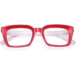 Hycredi Classic Square Eyewear Non-prescription Clear Lens glasses for Women Men Thick Square Frame Eyeglasses-Red
