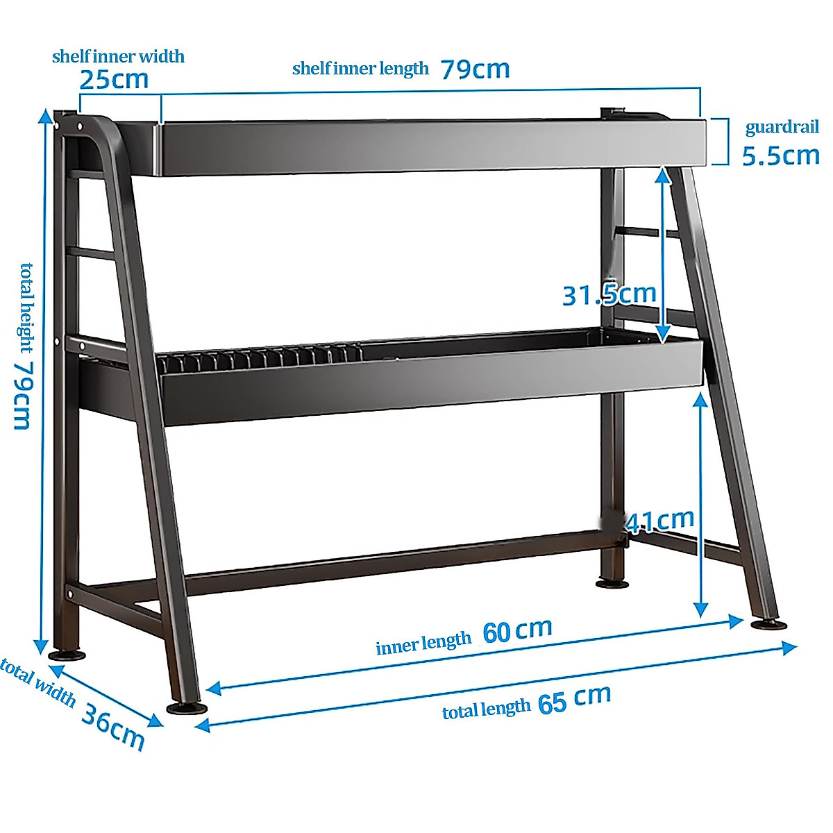 LONONE Black Stainless Steel Dish Drying Rack Over Sink Dish Drainer Drying Rack Kitchen Aid Dish Drying Rack with Drainboard,65cm/25.59in