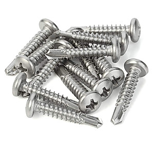 #14 x 1" Pan Head Self Tapping Screws Sheet Metal Screws, Stainless Steel 410, 50 PCS