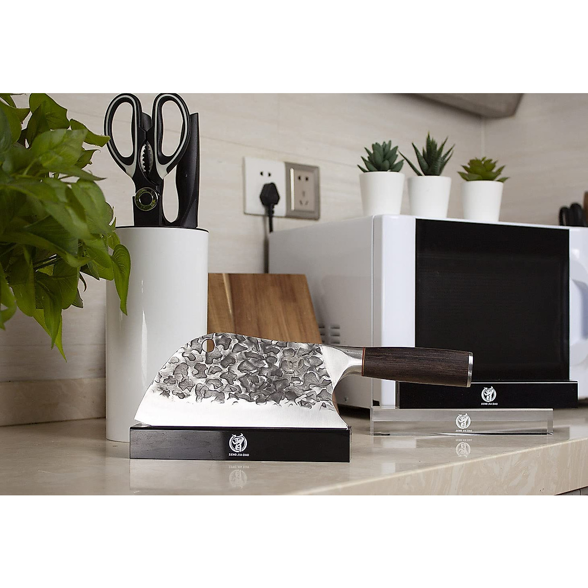 Forged Serbian Chefs Knife - Meat Cleaver Butcher Knife - Chinese Bone Cutting Knife - Razor Sharp High Carbon Steel for Meat and Vegetable Cutting