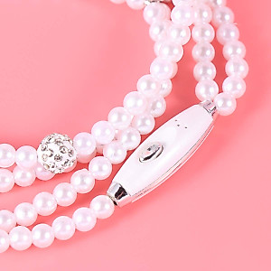 in-Ear Eardphones with Mic - in-Ear Headset with Remote and Mic Hands- Wired Pearls Chain Universal Earphone for Girls Women Student (White)