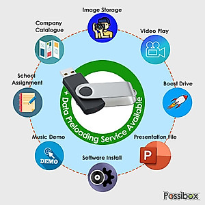 Possibox Custom Swivel USB Flash Drive 8GB Promotional Product Personalized with Your Logo - Bulk USB 2.0 - Customizable 500 Pack