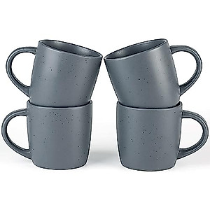 famiware Coffee Mugs Set of 4, 13oz Large Ceramic Coffee Mugs, Craft Spots Modern Coffee Mugs Set with handle for Tea Latte Cappuccino Milk Cocoa, Charcoal…