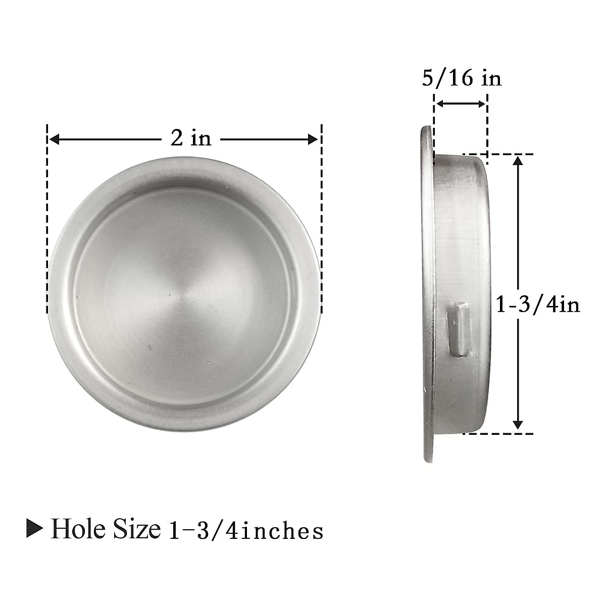 eutectic Collections Closet Door Pull - 4PCS Satin Nickel Snap-in Circular Sliding Pull Out for Pocket Bi-Pass Door Panels, No Nails Needed, 1-3/4" inches