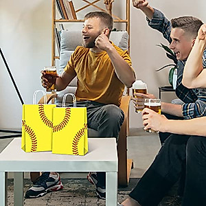 durony 16 Pieces Softball Gift Bag Softball Print Paper Bags Goodie Favor Bags for Softball Party Decorations Supplies