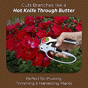 Ratchet Pruning Shears Gardening Tool – Anvil Pruner Garden Shears with Assisted Action – Ratchet Pruners for Gardening with Heavy-Duty, Nonstick Steel Blade – Garden Tools by The Gardener's Friend