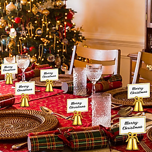 Watersay 12 Pcs Christmas Card Holders Jingle Bell Gold Table Number Holders Metal Picture Holders for Tables Card Holder Wedding Table Number Holder for Photos Signs Memo Notes Restaurants Birthday