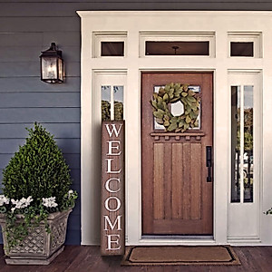 ALBEN Premium Extra Large Welcome Sign for Front Door Porch – 5 Feet Tall (58" x 11") Standing Vertical Wooden Sign, Indoor Home Decor Wall Decorations (Brown)
