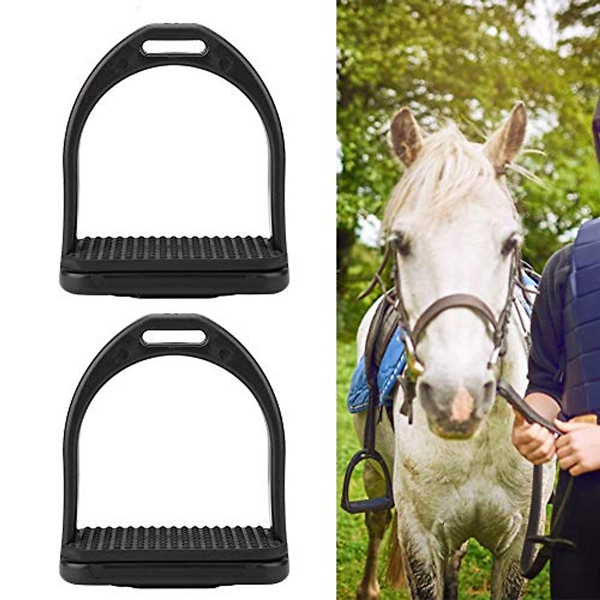 Maxmartt 1 Pair Black High Strength Horse Stirrup Durable Quality Plastic Riding Stirrups (S)