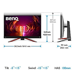 BenQ MOBIUZ EX2710S Gaming Monitor 27" FHD 1080p 165Hz 1ms | IPS | HDRi | 99% sRGB | Color Optimizer | Eye-Care Tech | Freesync | Adjustable Height, Swivel & Tilt | Speakers | DisplayPort | HDMI