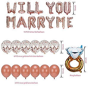 Rose Gold Will you marry me Balloons Marry Me Balloons and 2000 PCS Dark-Red Silk Rose Petals Wedding Flower ,Perfect for Marriage Proposal Ideas Wedding Love Wedding Party Decorations