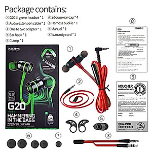 XuanGui G20 Wired Earbuds with Microphone, in-Ear Headphones Stereo Bass,Noise Isolating Ear Buds, 3.5mm Memory Foam Headset, Compatible with iPhone/Android/Computer/Laptops…