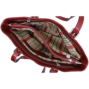 Floto Venezia Italian Leather Shopping Tote Bag Shoulder Bag Women's (Tuscan Red)