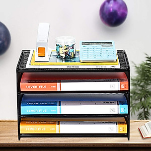 Samstar Paper Letter Tray, 3 Tier Desk File Organizer Paper Sorter Letter Shelf Rack, Mesh Made,Black ...