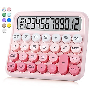 Standard Calculator 12 Digit,Desktop Large Display and Buttons,Pink Calculator with Large LCD Display for Office,School, Home & Business Use,Automatic Sleep,with Battery.6 * 5.15in