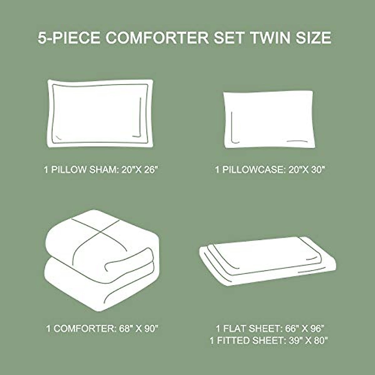 EMME Grey Comforter Set Twin Bed in A Bag 5 Pieces, Down Alternative Brushed Microfiber Bedding Comforter Set with Sheets, Ultra Soft and Comfortable Bed Set for All Season (Twin/Twin XL, Grey)