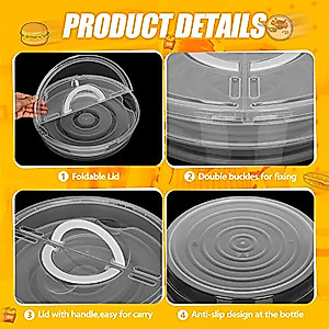 3 Pcs 12 Inch Food Storage Container with Lid and Handle, 2 Compartments Pie Carrier Round Pizza Holder Reusable Pizza Keeper for Egg Cheese Tortilla Pastry Cakes Desserts