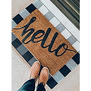 Levinis Buffalo Check Rug - Cotton Washable Porch Rugs Durable and Washable Outdoor Rugs Door Mat Hand-Woven Buffalo Plaid Rug for Outdoor/Kitchen/Bathroom/Entry Way/Bedroom, 23.6" x 35.4"