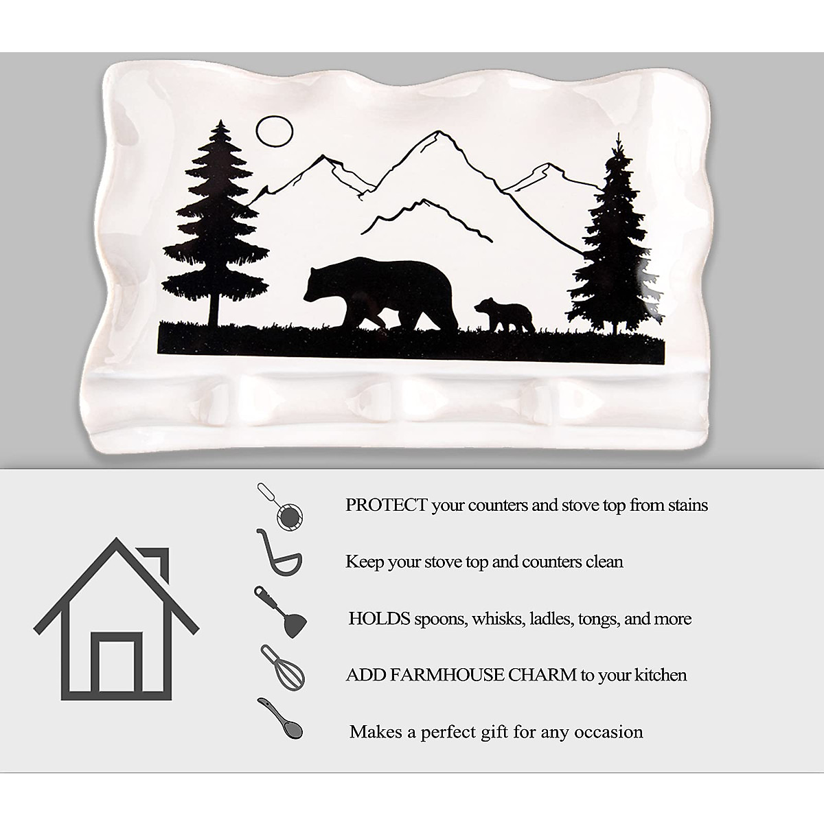 Spoon Rest Spoon Holder for Stove Top Spoon Rest for Kitchen Counter Spoon Rest for Stove Top Ceramic Spoon Rest Hold 3 Spoon bear-picture