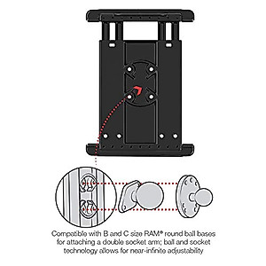 RAM Mounts Tab-Tite Universal Spring Loaded Holder for 8" Tablets with Case RAM-HOL-TAB12U Compatible with RAM B 1" and C 1.5" Size Round Ball Bases