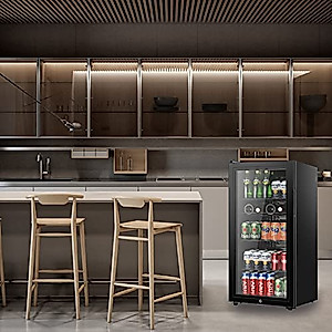 HAILANG 4.5 cu.ft Beverage Refrigerator Cooler, Mini Fridge with Glass Door for Beer Soda or Wine, Perfect for Home,Bar, Office