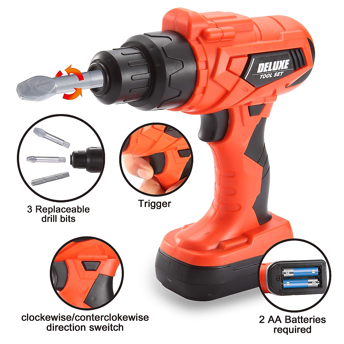 JOYIN 32PCS Kids Tool Set, Pretend Play Toddler Tool Toys with Construction Backpack Costume & Electronic Toy Drill for Boy Girl Halloween Present Birthday Dress Up Party