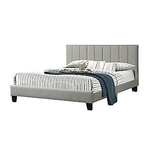 Grey Polyfiber Upholstered Cal. King Size Bed