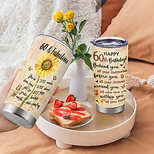 RipGlim 60th Birthday Gifts for Women, Tumbler Gifts for 60 Year Old Women, 60th Birthday Gifts Ideas Cup, 60th Birthday Decorations Women, Happy 60th Birthday Gifts Mug-20oz