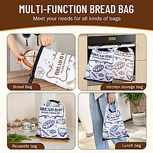 Bread Bags, 2 Packs Bread Bags for Homemade Bread, Reusable Sourdough Storage Bag With Zipper, Large Freezer Container to Keep Bread Fresh (Blue)
