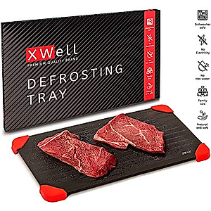 XWell Defrosting Tray for Faster Food De-Icing. Eco-Friendly, Food-Grade Aluminum Thawing Plate Without The Necessity of Microwave or Hot Water. Large Size, Big Enough to Satisfy The Whole Family