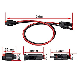 HCFeng 10AWG( M-C-4 )Connector to (an-der-Son )Female Power Solar Panel Cable Connector, Solar Connector to Ads Port Adapter for Goal Zero Yeti Portable Outdoor RV/Van Camping[60cm/2ft]