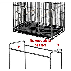 Large Double Birdhouse Breeder Bird Flight Cage with Center Divider Side Breeding Nest Doors Removable Rolling Stand (51" Length x 17" Depth x 54" Height, Black Vein)