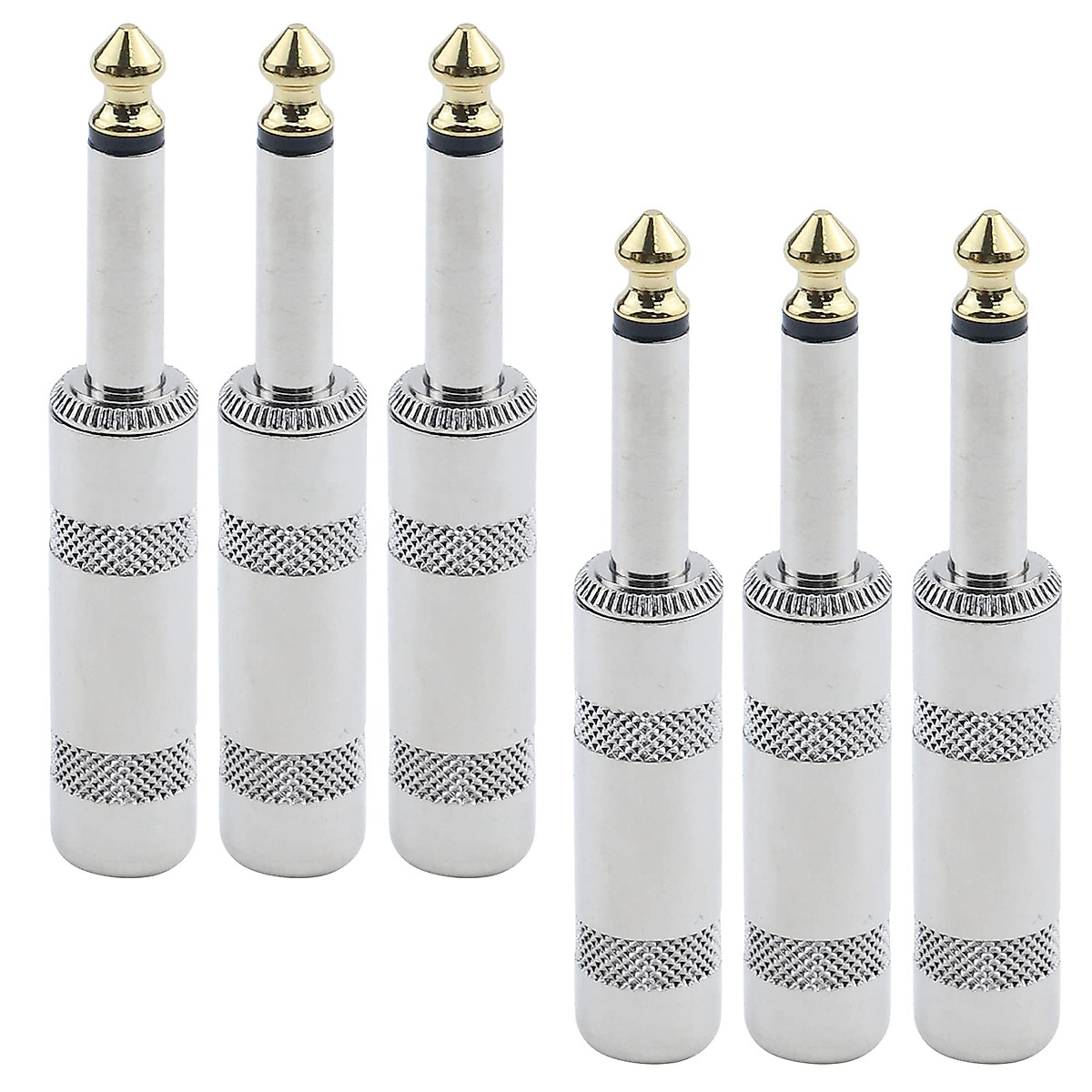 Antrader Audio Premium Adapter 6.3mm Male 1/4" TS Mono Phone Plugs for Speaker Cables Solder Type Pack of 6