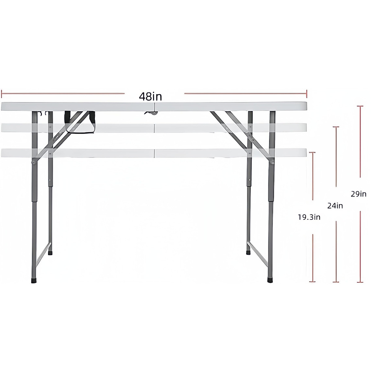 EDEBIBY 4FT 122cz Folding Table Portable Heavy Duty Plastic Fold-in-Half Utility Foldable Table white