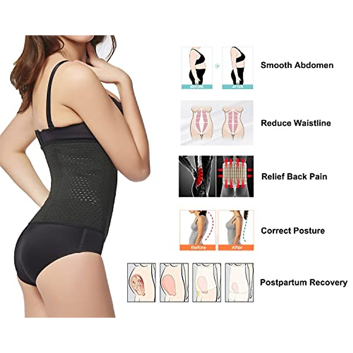 KSKshape Waist Tummy Trainer Body Shaper Corset Girdle Cincher Black