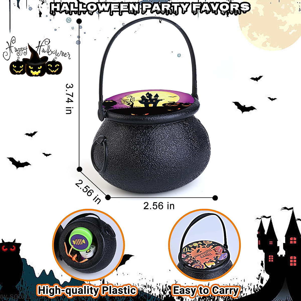 256 PCS Halloween Party Favors Bulk for Kids, 32 Pack Prefilled Witch Cauldrons with Halloween Toys, Halloween Goodie Bag Fillers, Halloween Party Supplies, Halloween Miniatures Novelty Toys