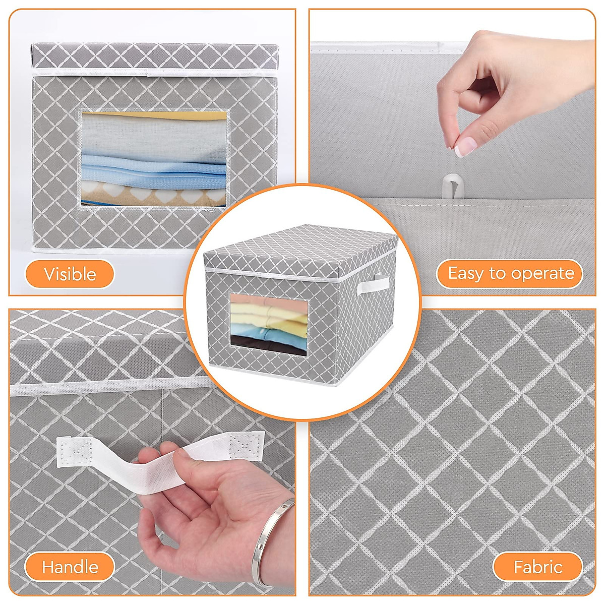 Keaxinty 13 inch Fabric Bin with Lid, 3 Pack of Cube Storage Bins, Foldable Organizer to Store Toys,Towels,Clothes,Books in Home, Shelves,Bedroom,Office