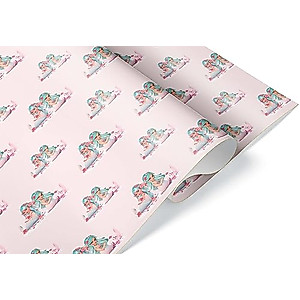 Pastel Mermaid Friends Luxury Gift Wrap, Thick Wrapping Paper, Sea Theme Floral Fairy Princess Birthday Party Decor (One 20 inch x 30 inch sheet)
